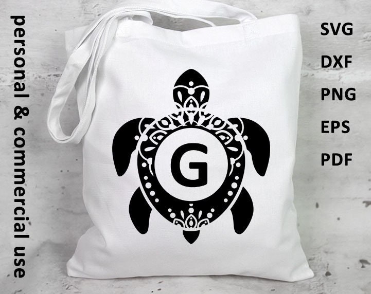 Sea Turtle Monogram Svg Mandala Turtle Svg Monogram Frame | Etsy