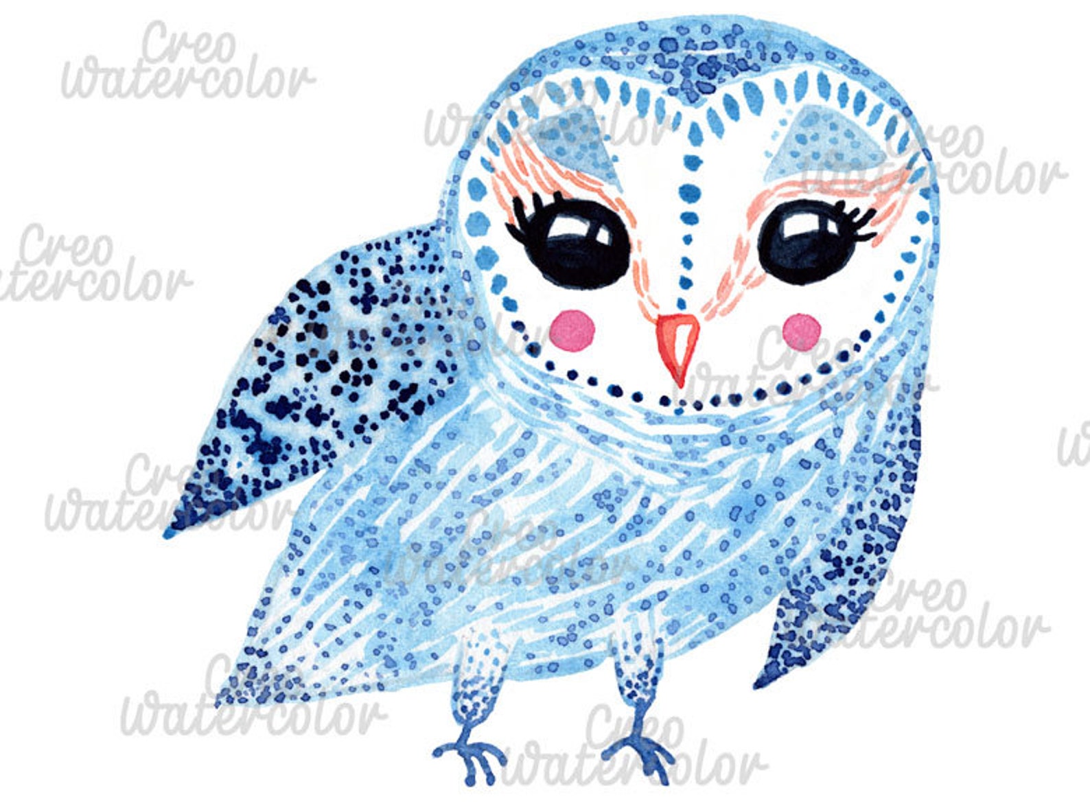 Owl Clipart, Baby Owl Clipart, Watercolor Owl, Cute Owl, Illustration ...