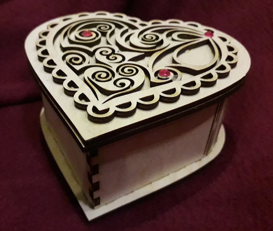 Heart box vector model for laser cut cnc 3 mm DXF CDR ai eps | Etsy