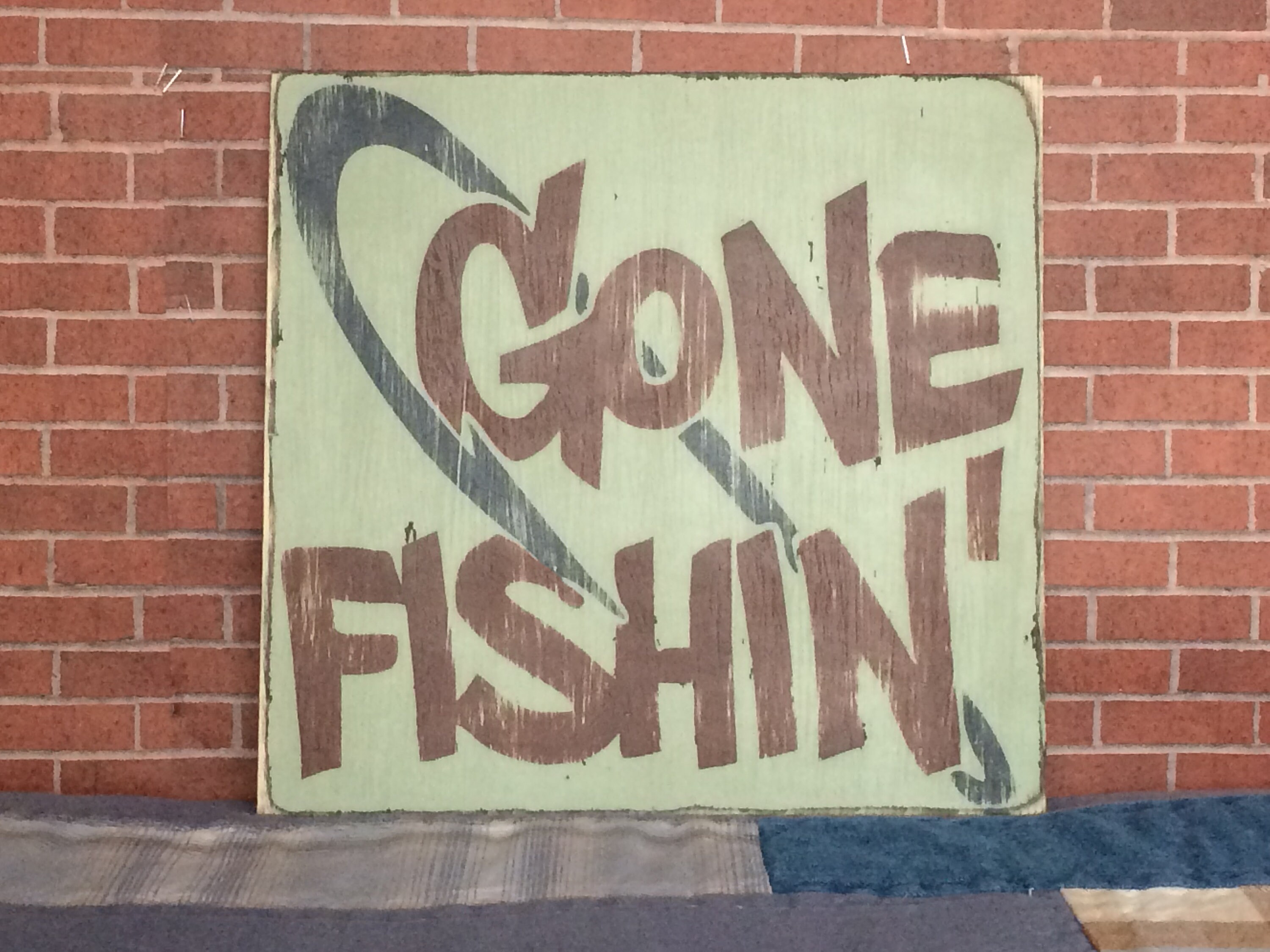Gone Fishing Sign Rustic Gone Fishing Sign 12x12 Sign - Etsy