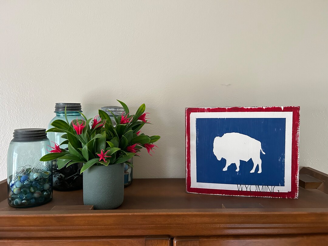 Wyoming State Flag Freestanding Wood Sign,shelf Decor, Mantel Decor ...