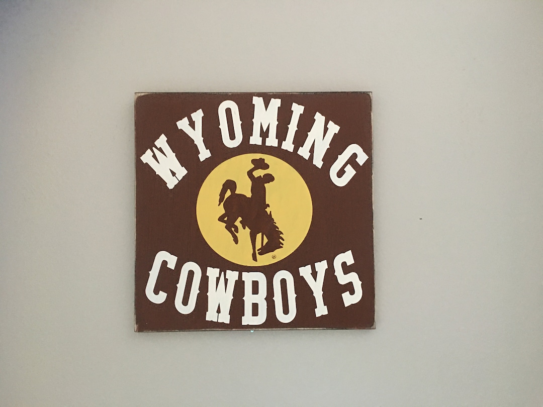 Licensed Wyoming Cowboy Wood Sign, Wyoming Cowboy,brown and Gold, UW ...