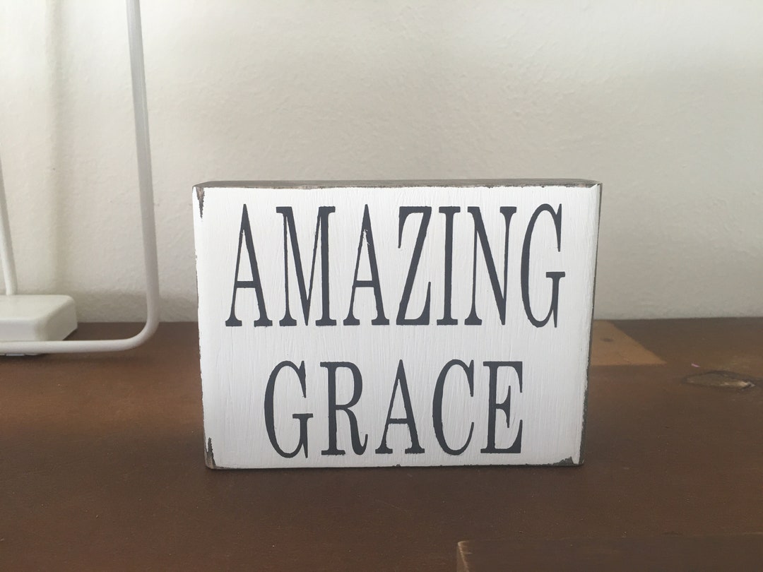 Amazing Grace Mini Wood Sign, Block Sign, Shelf Sitter, Three Tier Tray ...