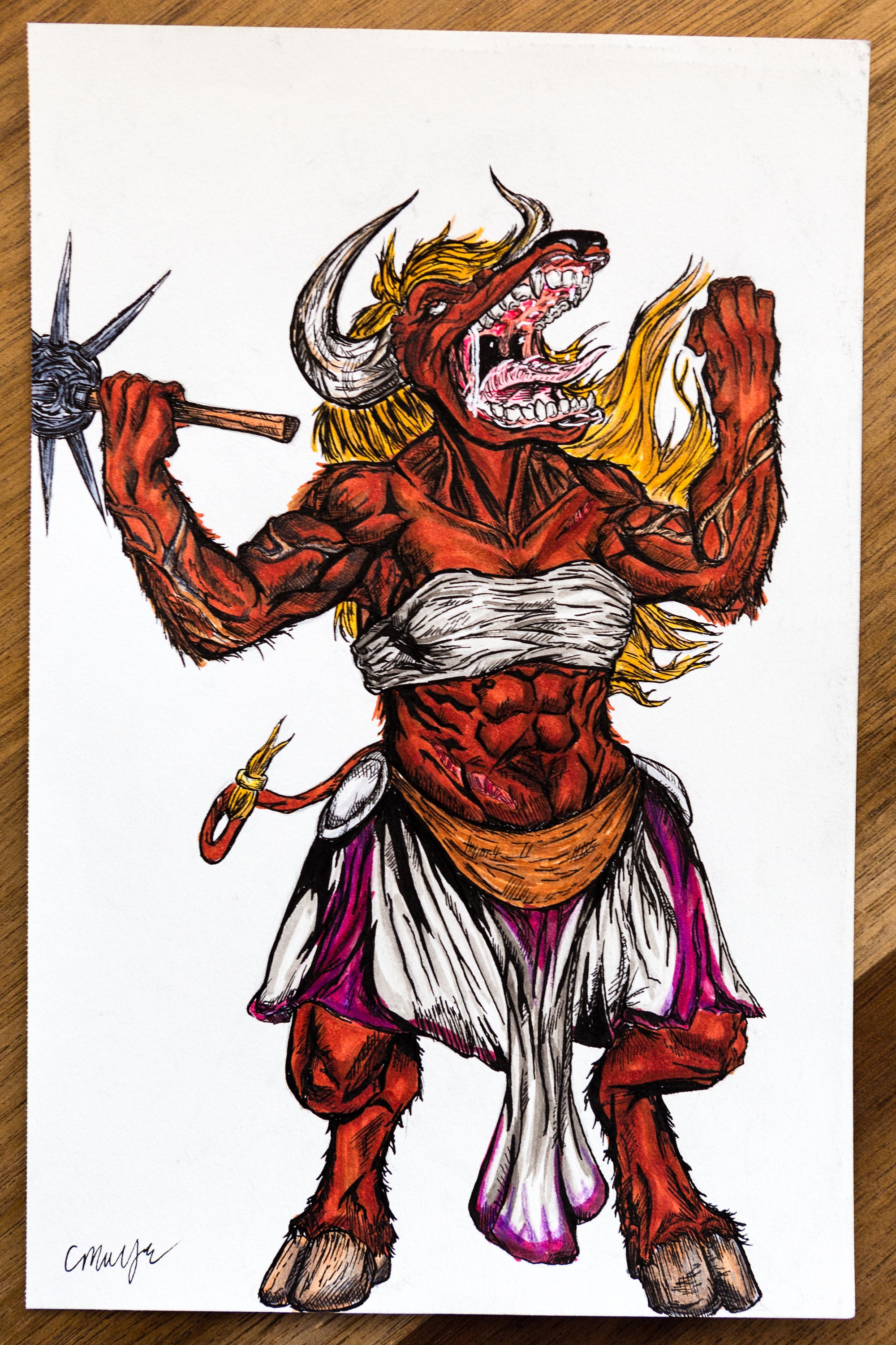 Minotaurus Krieger Zeichnung
