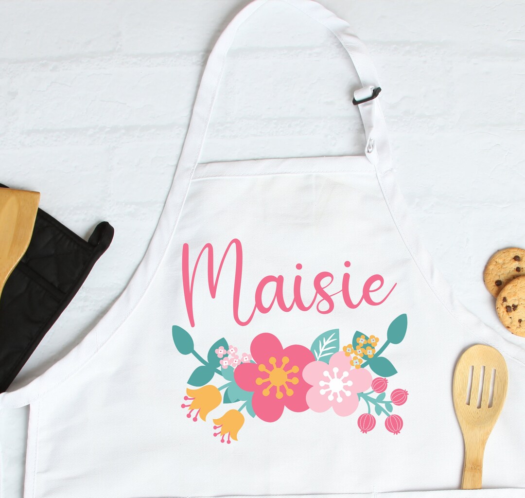 Personalised Floral Boho Apron, Adult and Children Sizes, Any Name ...