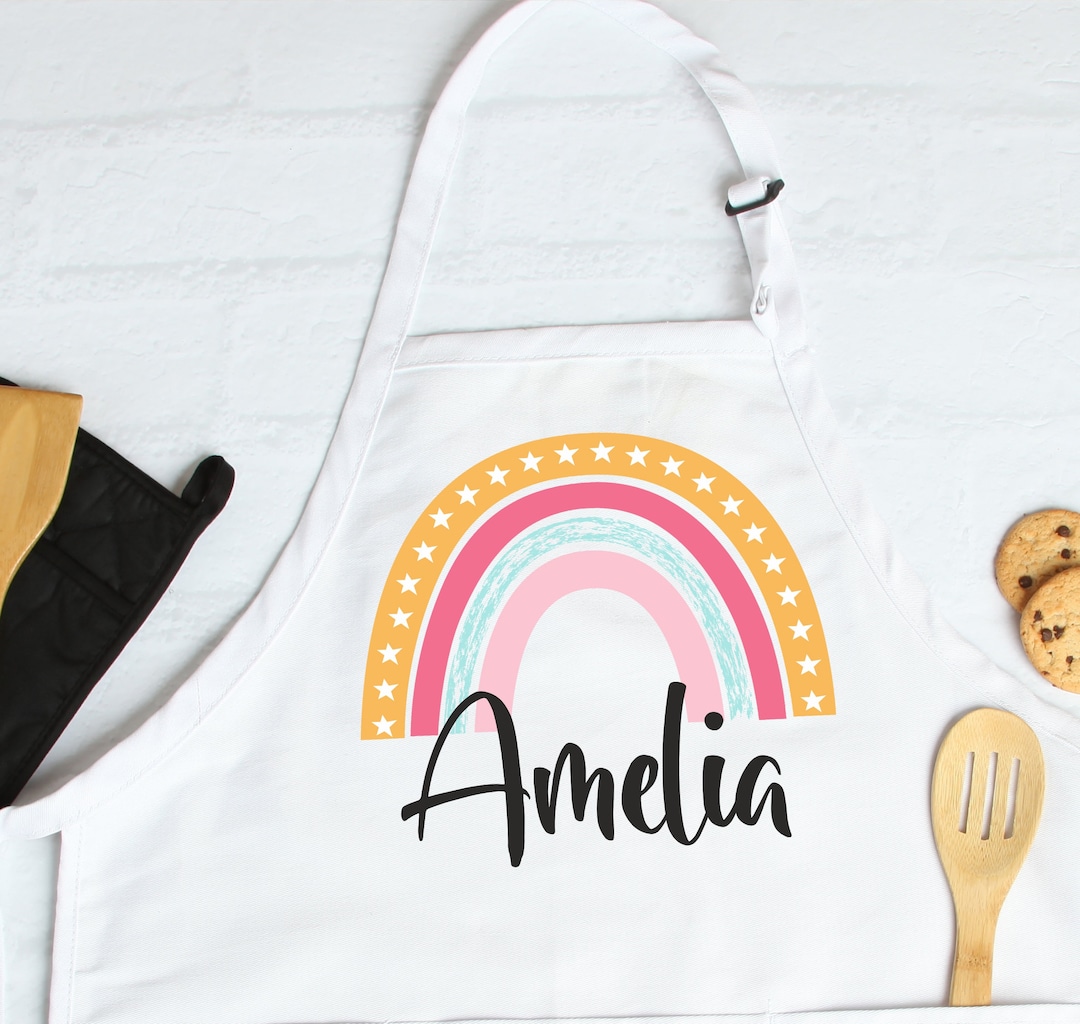 Personalised Boho Rainbow Apron, Adult and Children Sizes, Any Name ...