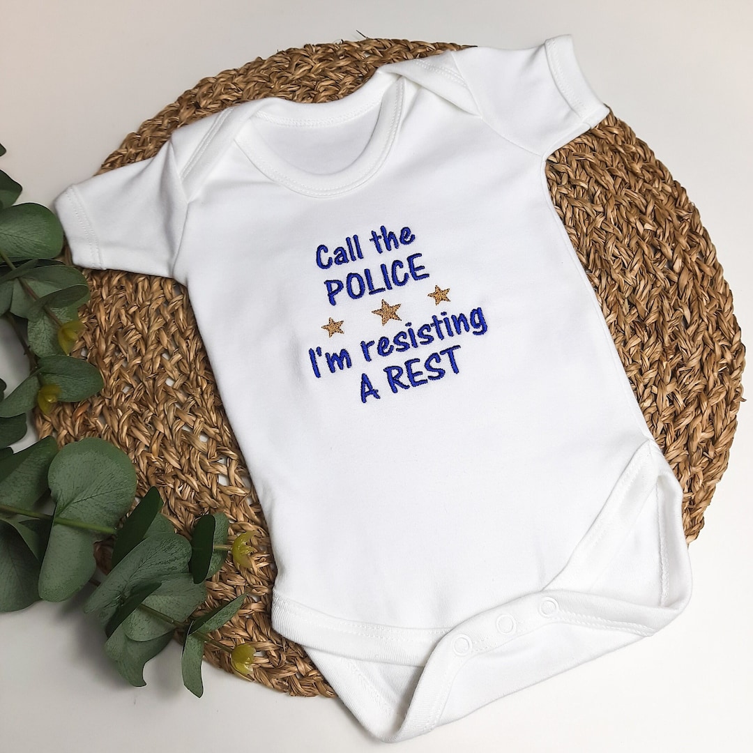 Cute Baby Police Themed Vest, Gender Neutral Bodysuit Embroidered ...