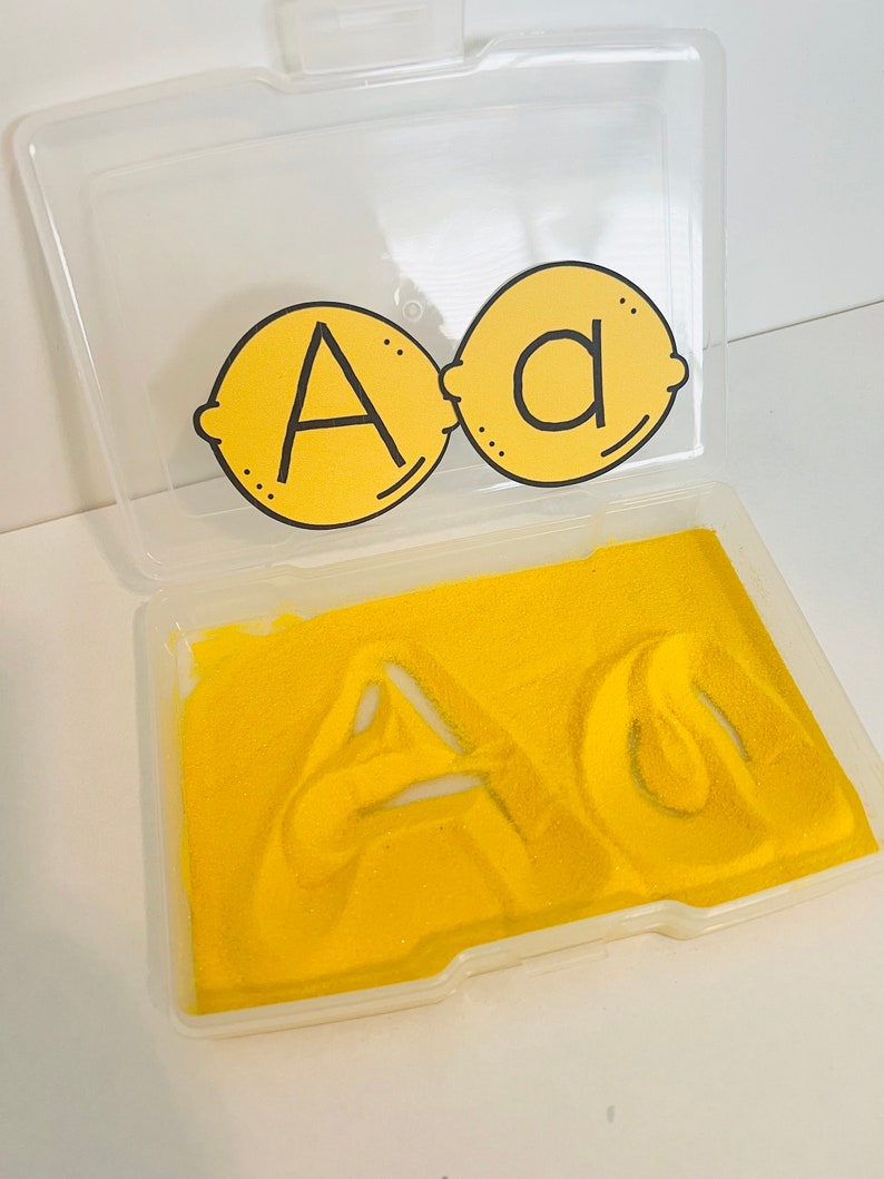 Lemon Themed Sensory Alphabet Tracing, Sand Letter Tracing, Lemon ...
