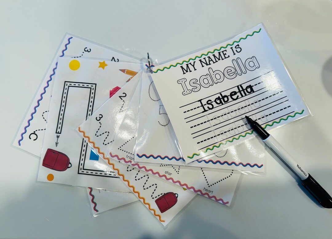 Writing Skills Dry Erase Tracing Cards - Etsy