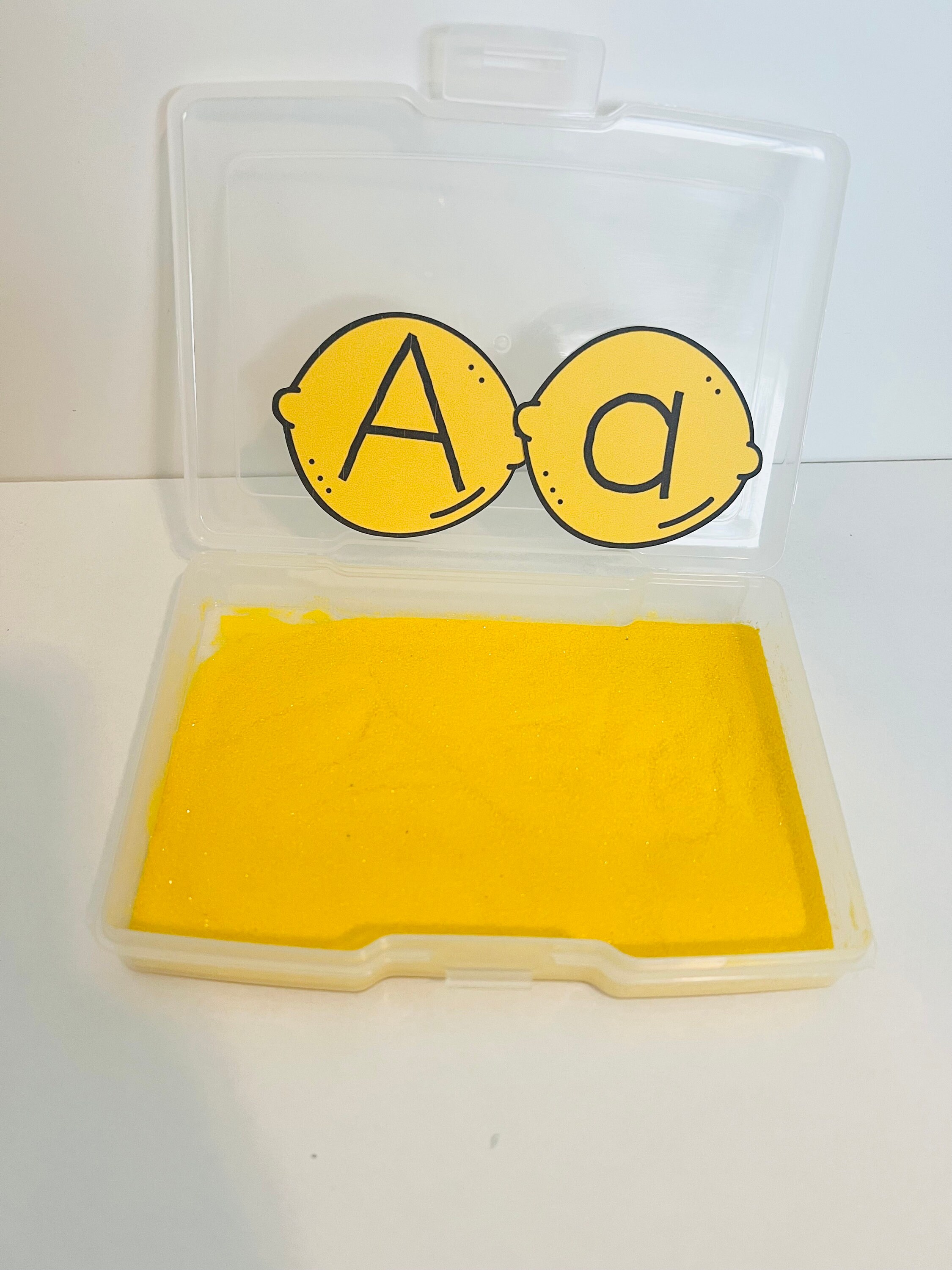 Lemon Themed Sensory Alphabet Tracing, Sand Letter Tracing, Lemon ...