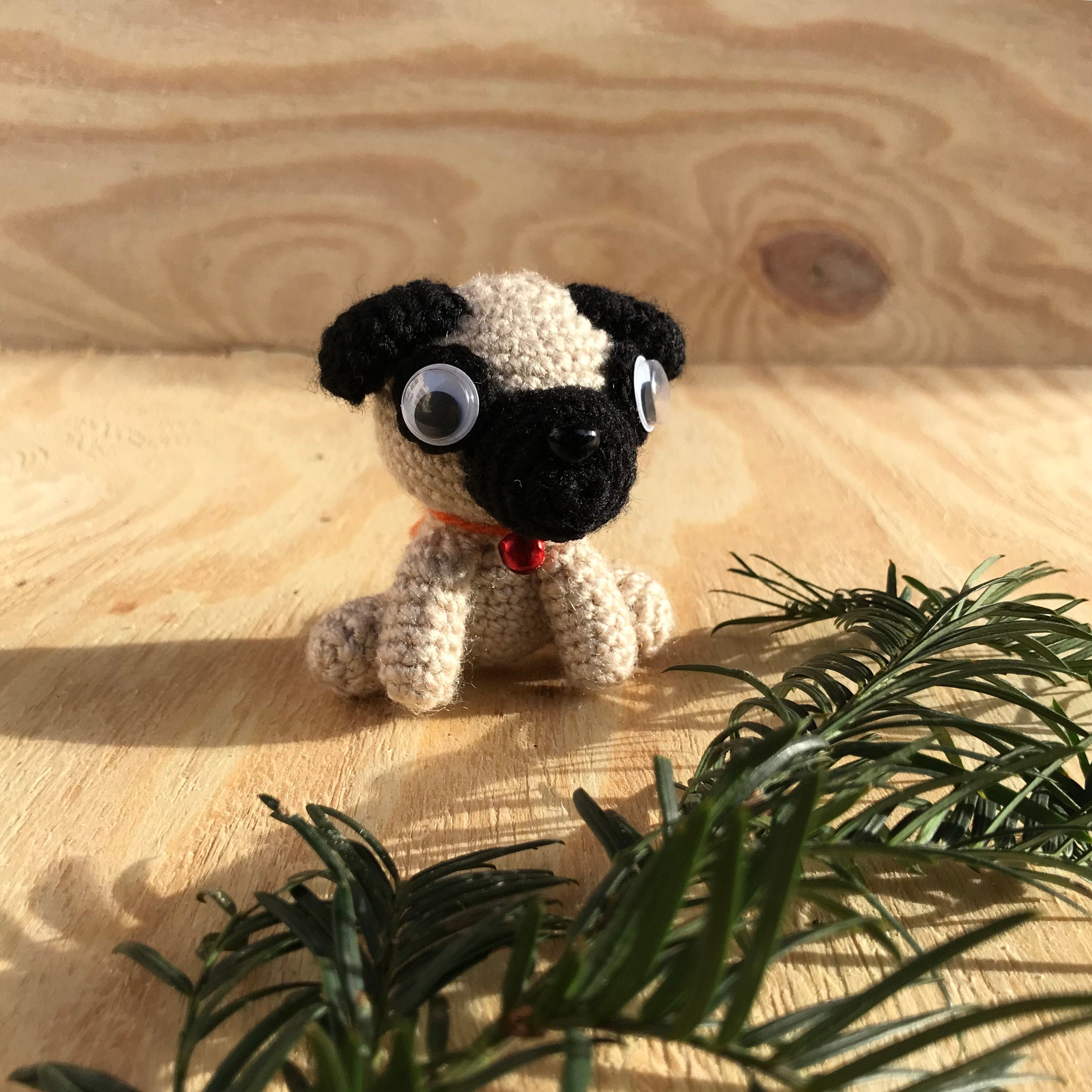 Crochet pug Mini pug plush Pug keychain Dog keychain Bag charm Toys ...