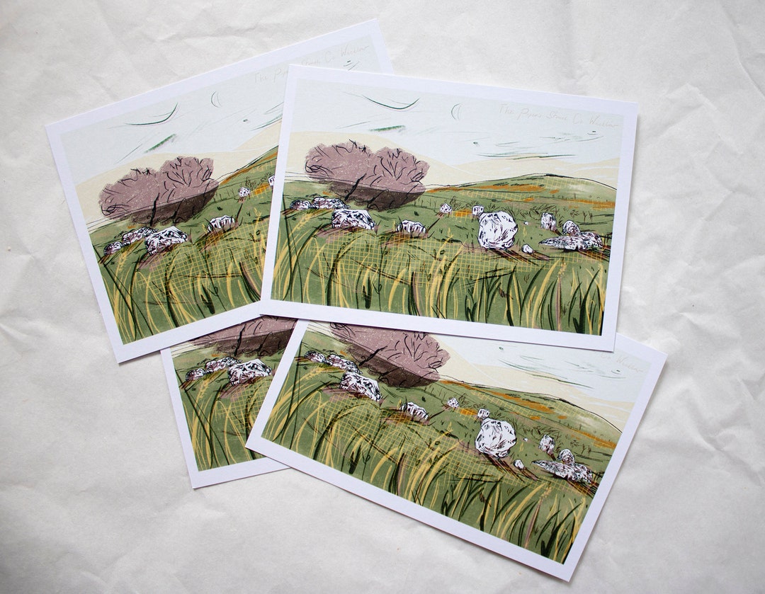 The Piper's Stones, County Wicklow, Ireland // Illustrated Postcard ...