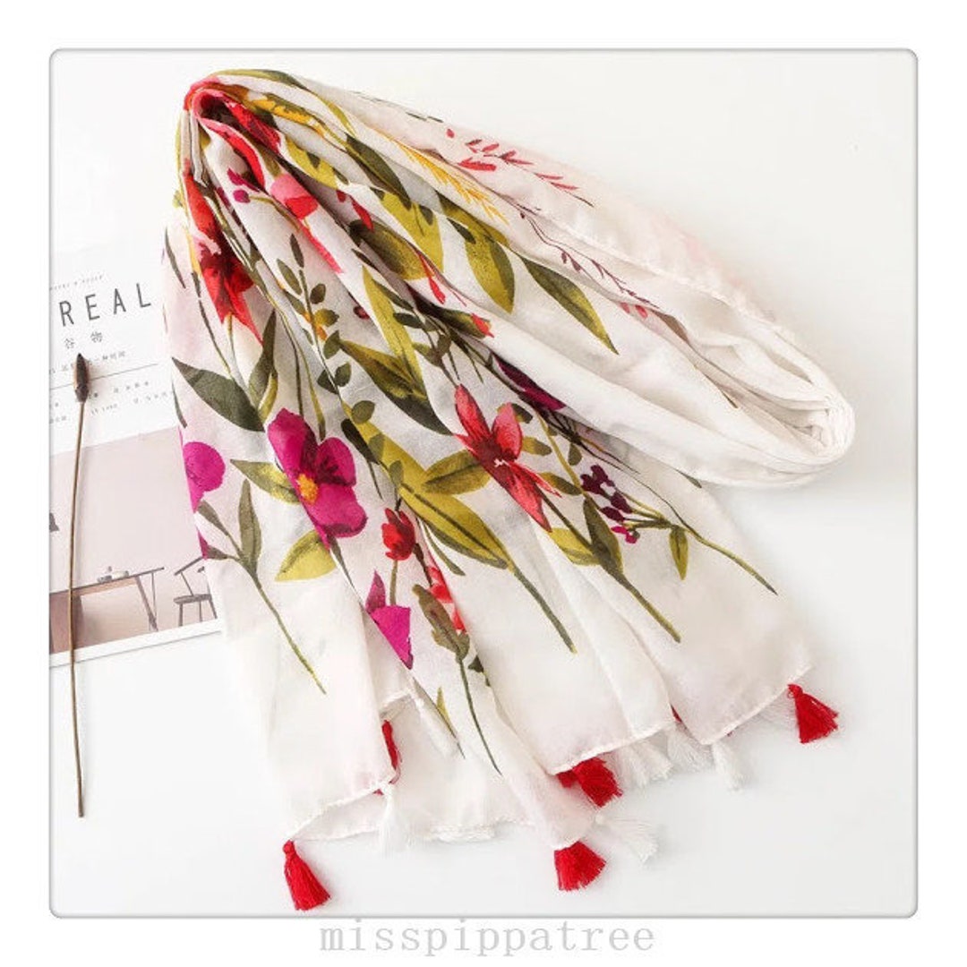 Floral Print Scarf - Etsy