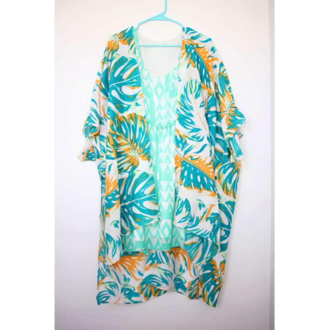 Green Leaf Kimono Women, Kimono Robe, Kimono Cardigan, Kimono Jacket ...