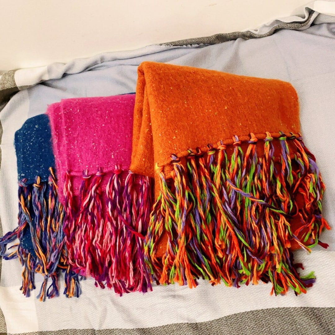 Colorful Handmade Tassel Boho Winter Scarf for Women Cozy Blanket ...