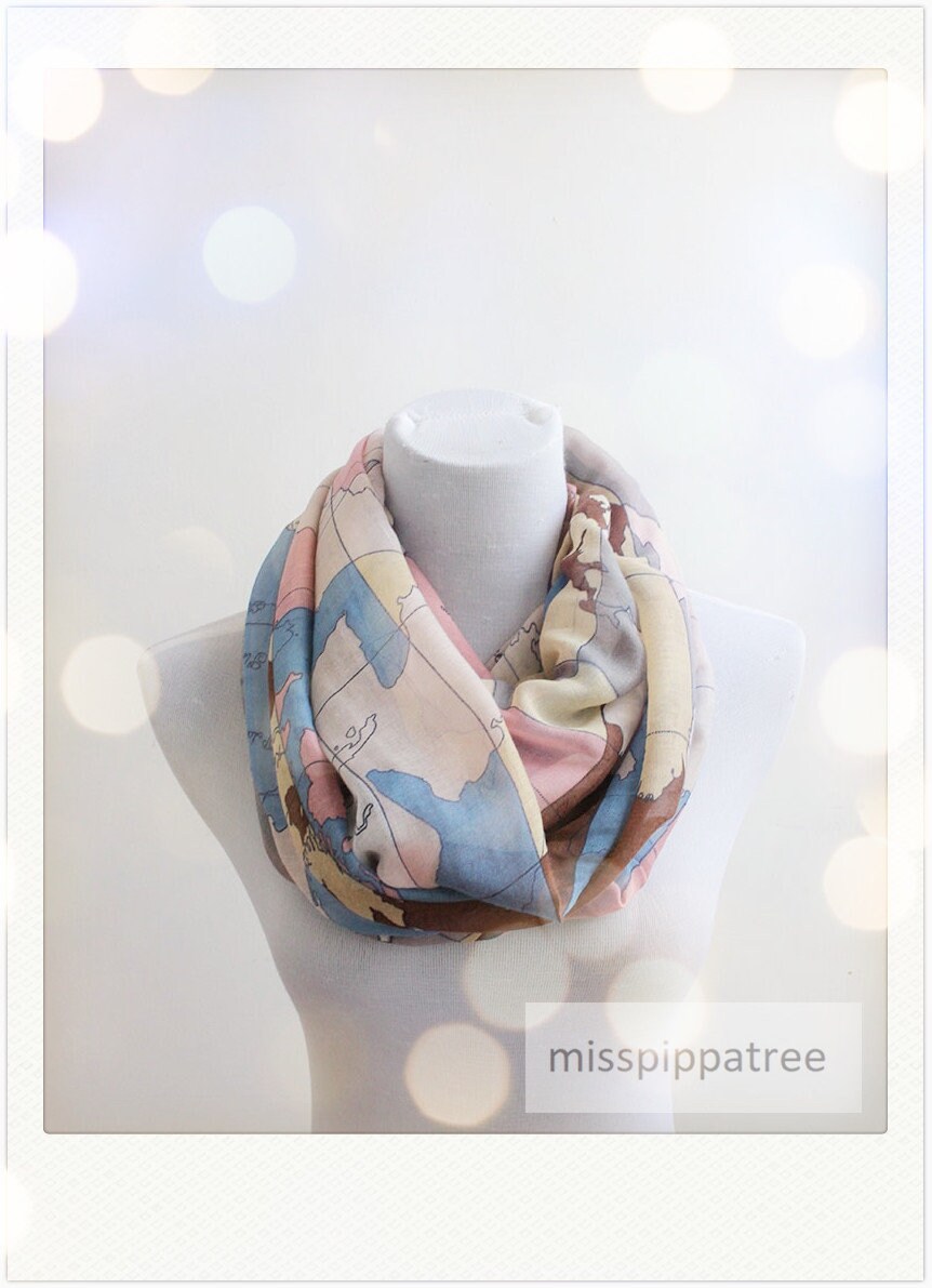 Map Scarf Old Map Scarf Steampunk Shawl in Chiffon Cravat for | Etsy