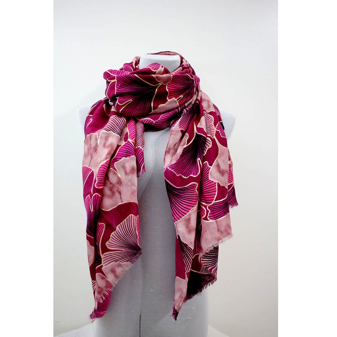 Ginkgo Leaf Boho Scarf Baby Fringes Infinity Scarf for Her - Etsy