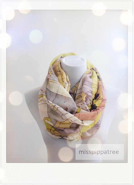 Map Scarf Old Map Scarf Steampunk Shawl in Chiffon Cravat for | Etsy