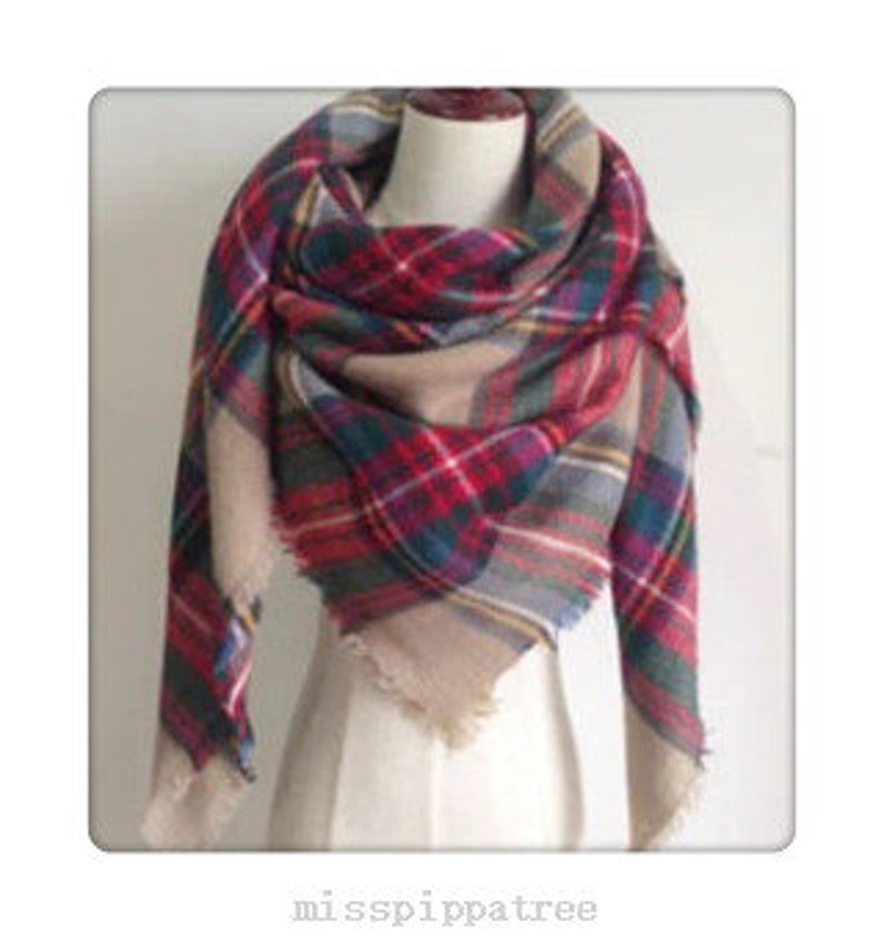 Red Green PLAID BLANKET SCARF - Etsy