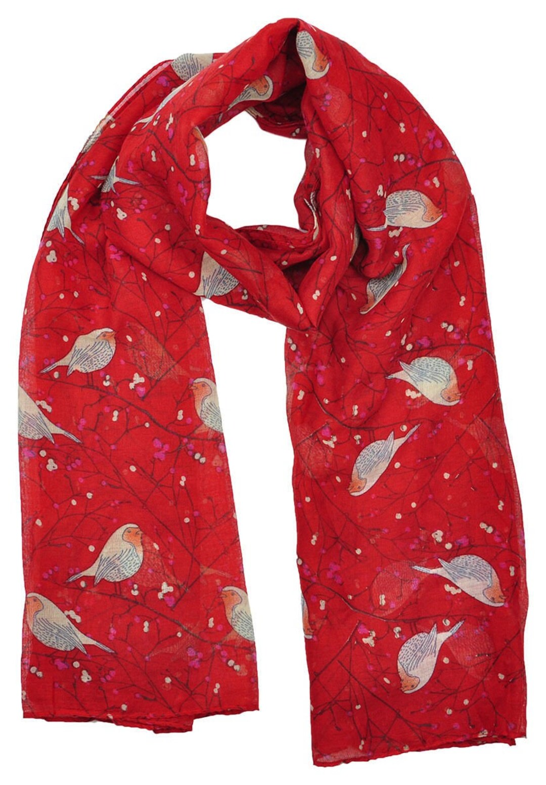 Red Bird Scarf for Women Lightweight Aztec Print Scarves for Spring ...