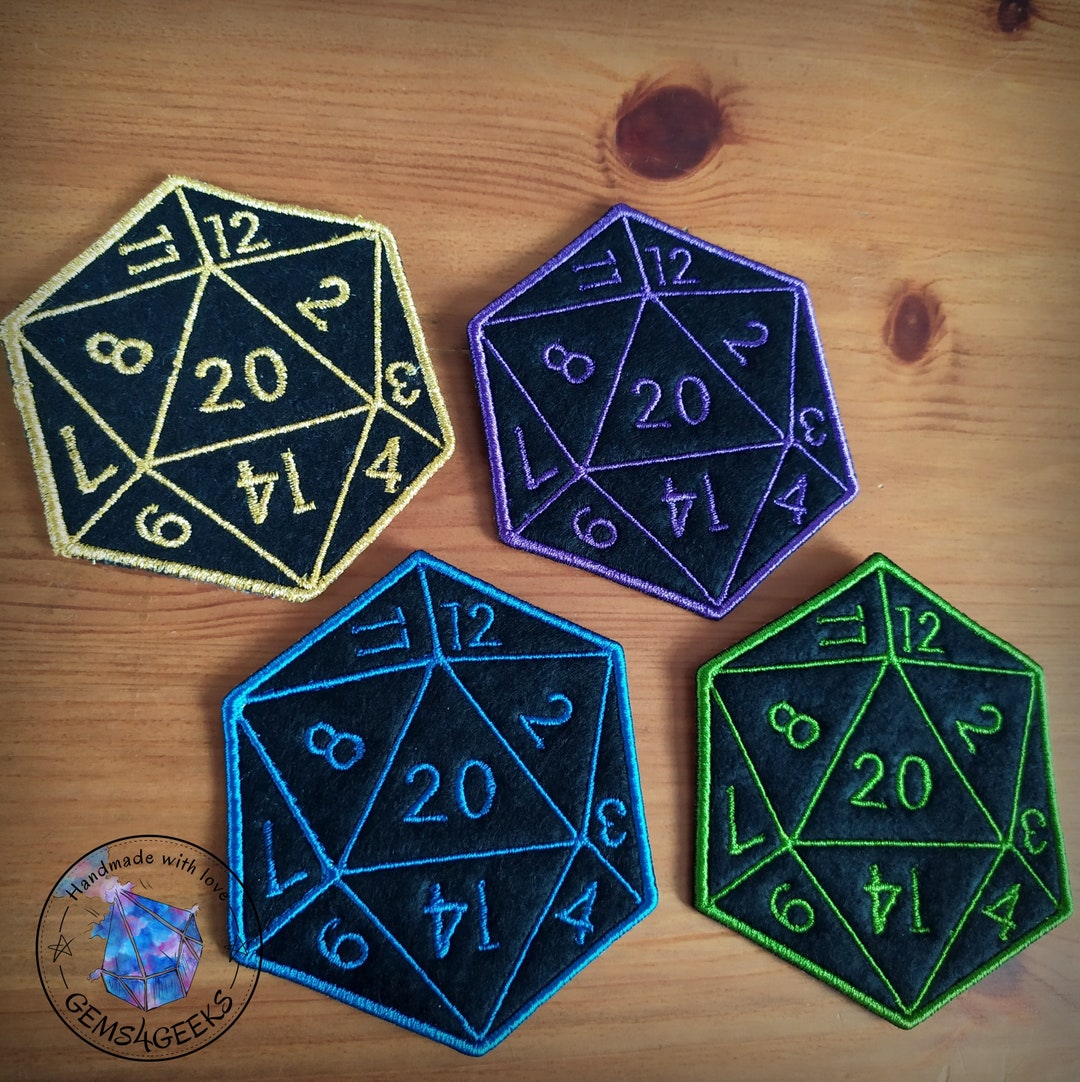 D20 Dice SEW ON Patches D&D Geek Dungeons and Dragons Dungeon Master ...
