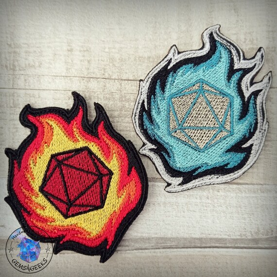 D20 Dice Flaming Dice SEW ON Patch Dnd Rpg Dice Embroidered - Etsy