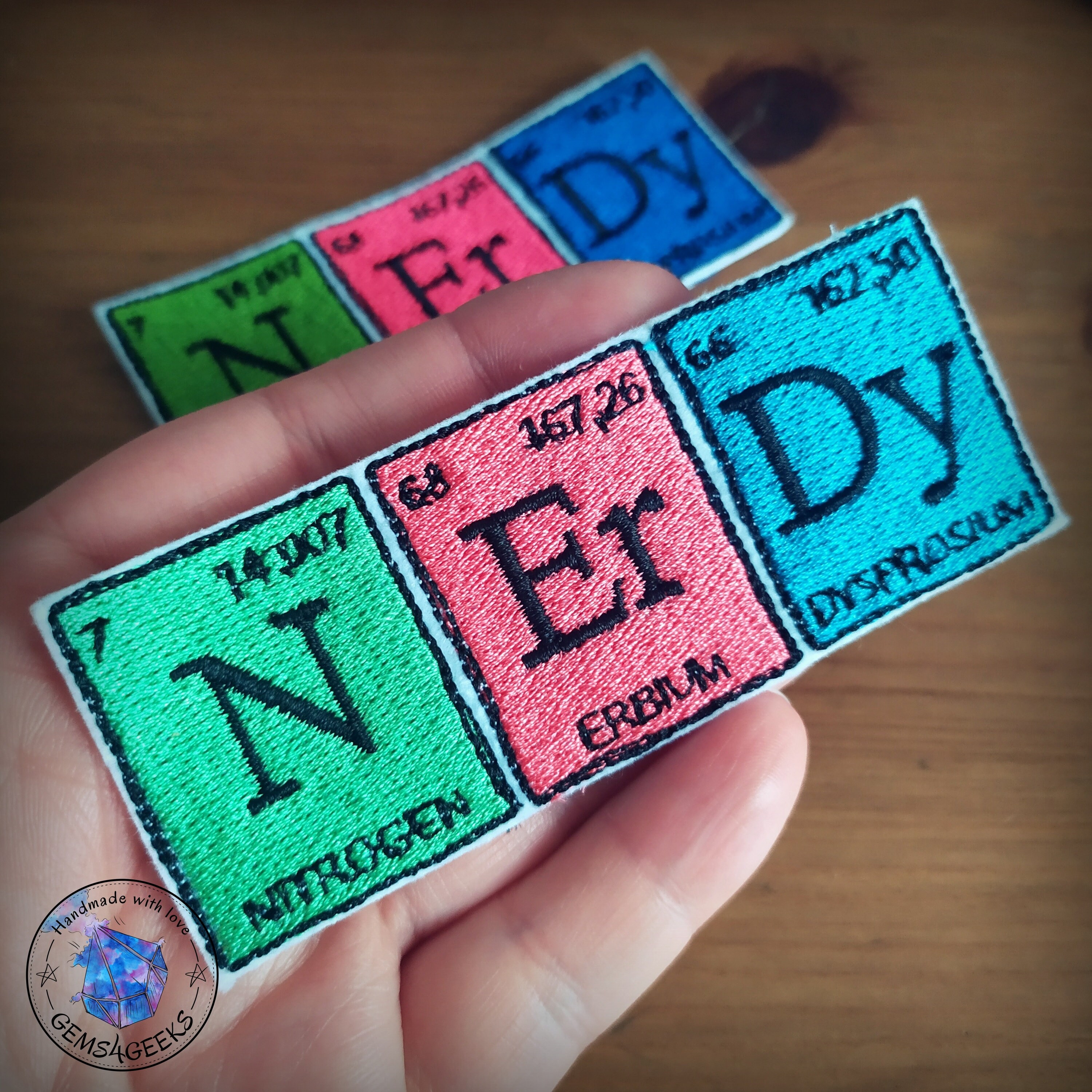 Embroidered patch chemistry periodic table SEW ON Nerd patch | Etsy