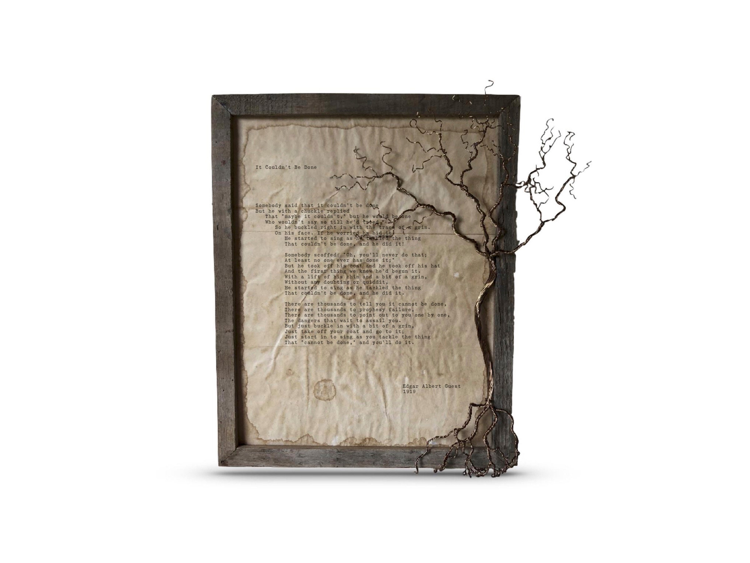 It Couldn't Be Done Poem Print Edgar Albert Guest Wall | Etsy