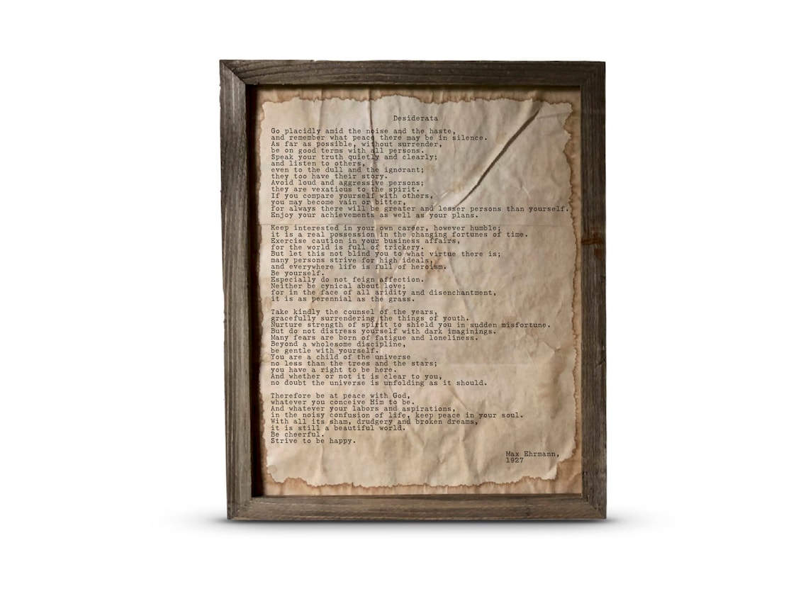 Desiderata Poem Print | Max Ehrmann | Wall Art | Handmade Vintage ...