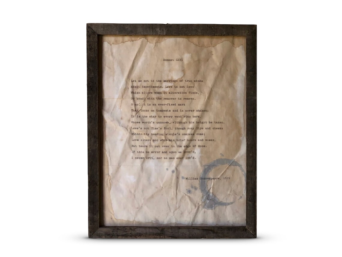 Sonnet 116: Let Me Not to the Marriage of True Minds Poem Print ...