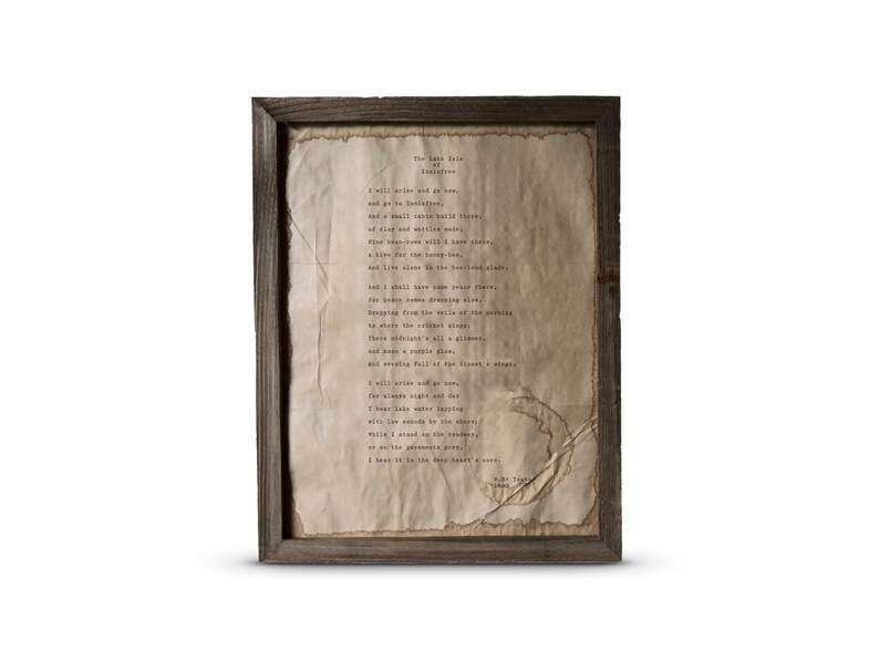 The Lake Isle of Innisfree Poem Print W. B. Yeats Wall Art - Etsy