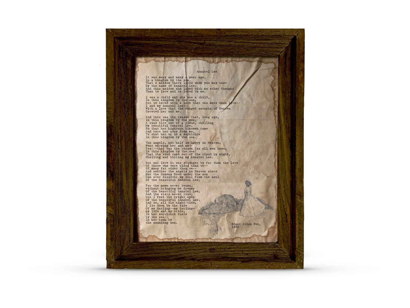 Annabel Lee Illustrated Poem Print | Edgar Allan Poe | Wall Art ...