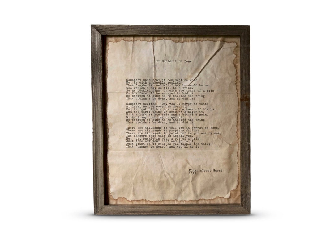 It Couldn't Be Done Poem Print | Edgar Albert Guest | Wall Art ...