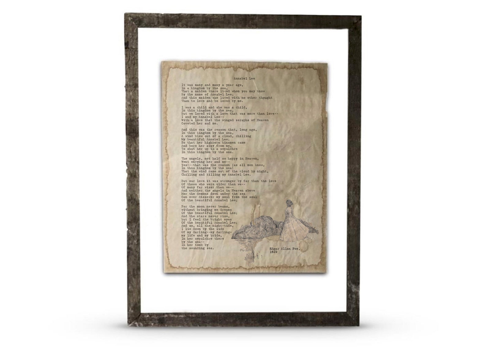 Annabel Lee Illustrated Poem Print | Edgar Allan Poe | Wall Art ...