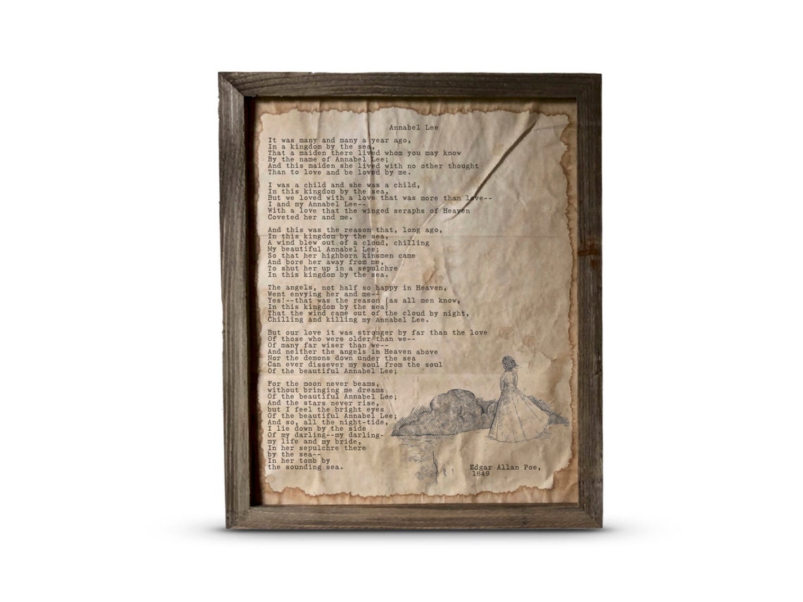 Annabel Lee Illustrated Poem Print | Edgar Allan Poe | Wall Art ...