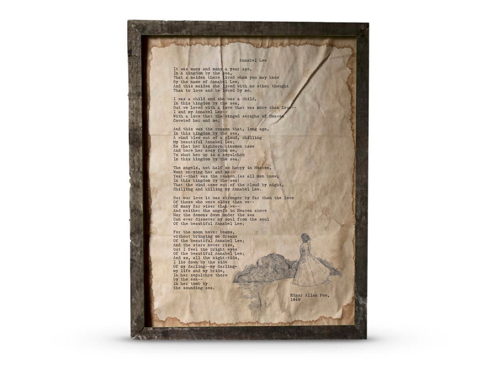 Annabel Lee Illustrated Poem Print | Edgar Allan Poe | Wall Art ...