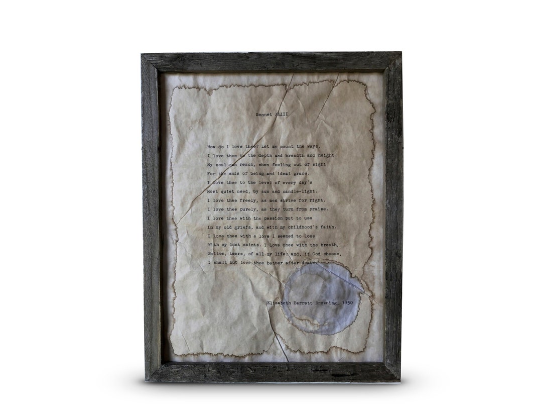 Sonnet 43: How Do I Love Thee? Poem Print | Elizabeth Barrett Browning ...