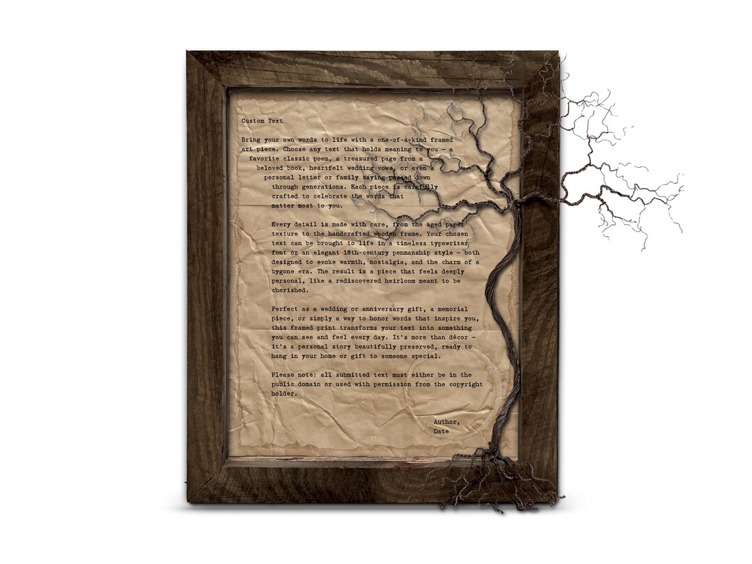 Custom Poem, Quote, Wedding Vows, Lyrics | Handmade Distressed Prints ...