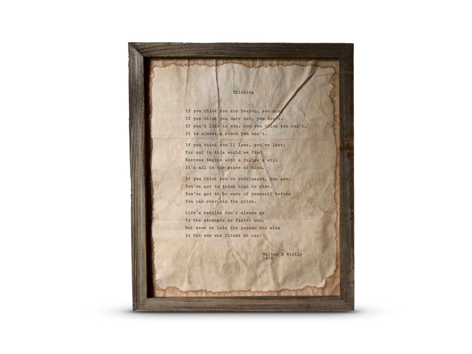 Thinking Poem Print (the Man Who Thinks He Can) | Walter D Wintle ...