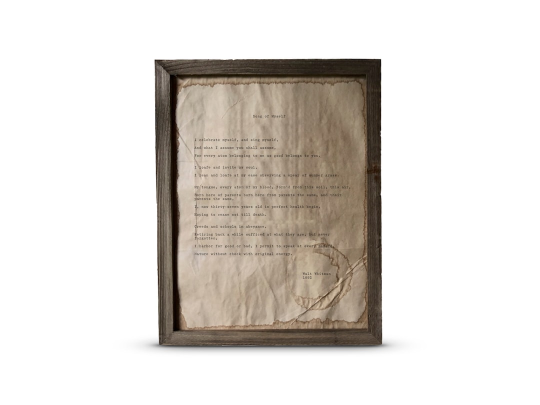 Song of Myself Poem Print | Walt Whitman | Wall Art | Handmade Vintage ...