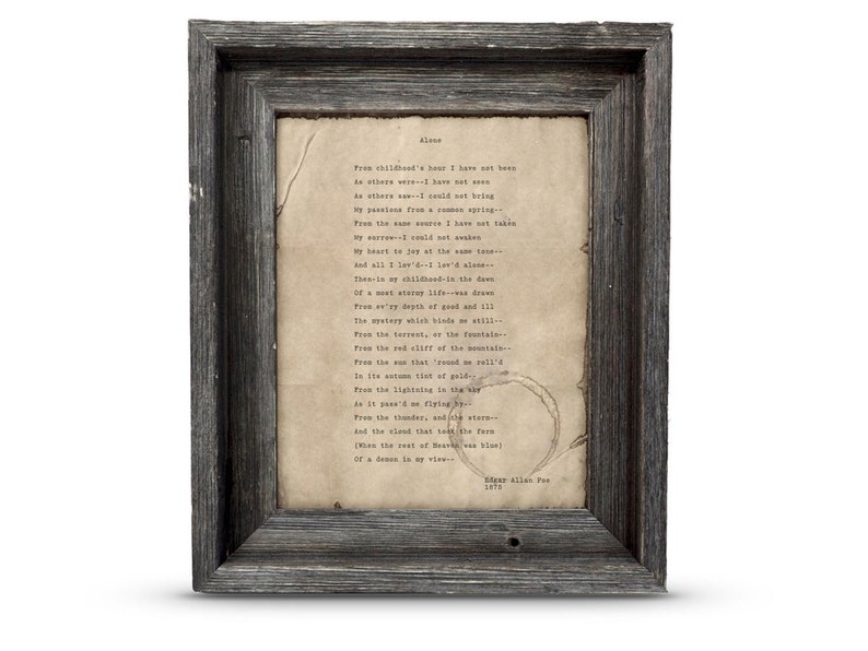 Alone Poem Print | Edgar Allan Poe | Wall Art | Vintage Typewriter ...