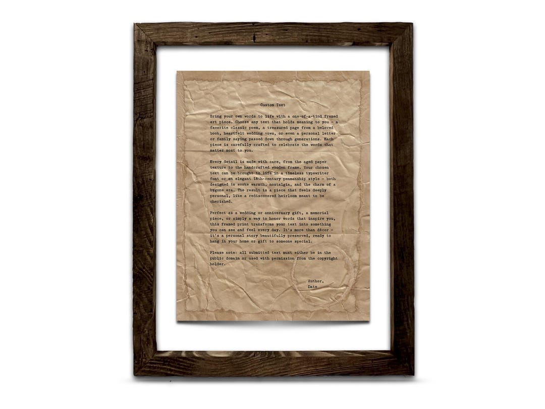 Custom Poem, Quote, Wedding Vows, Lyrics | Handmade Distressed Prints ...