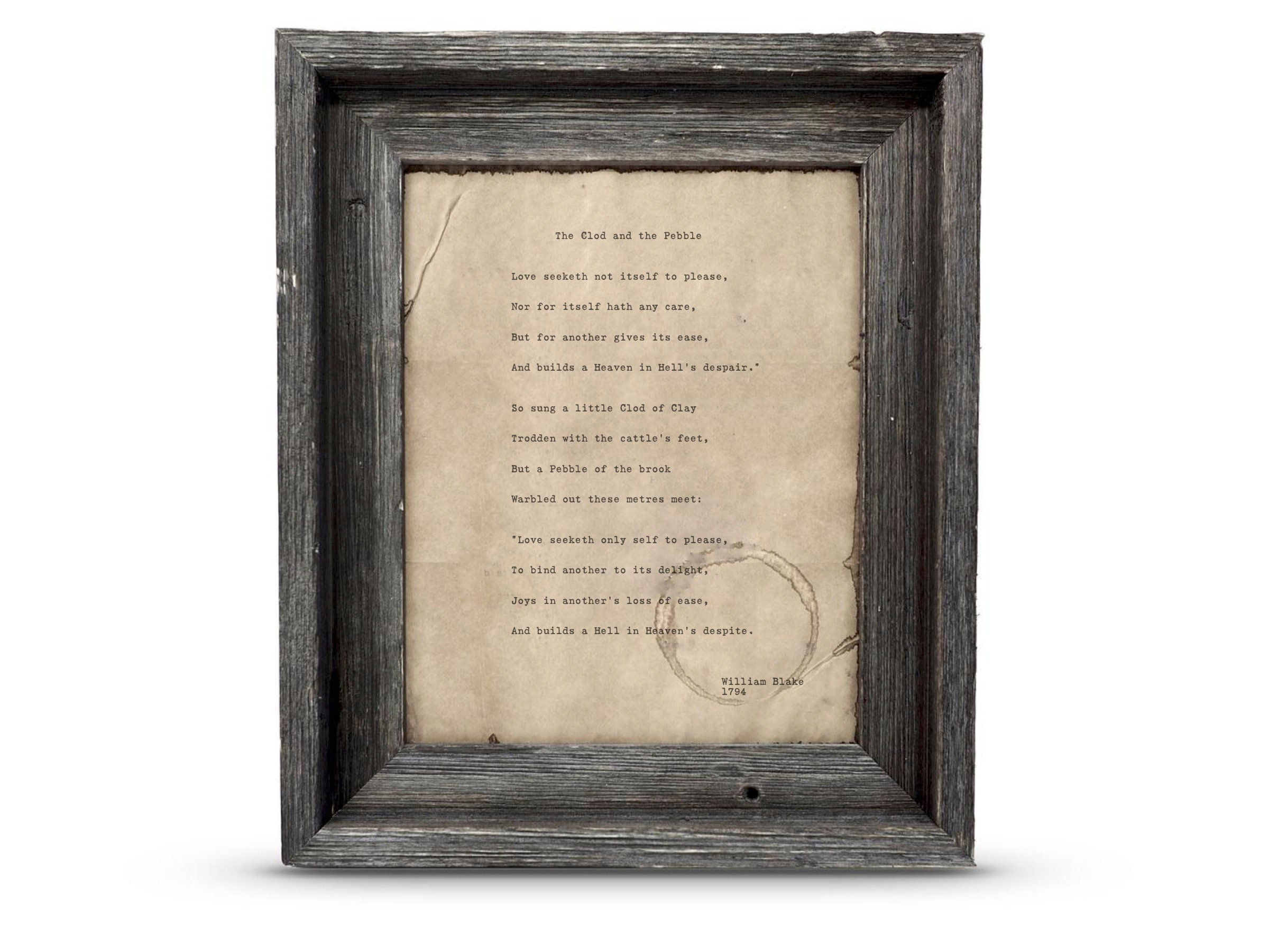 The Clod and the Pebble Poem Print William Blake Wall Art - Etsy