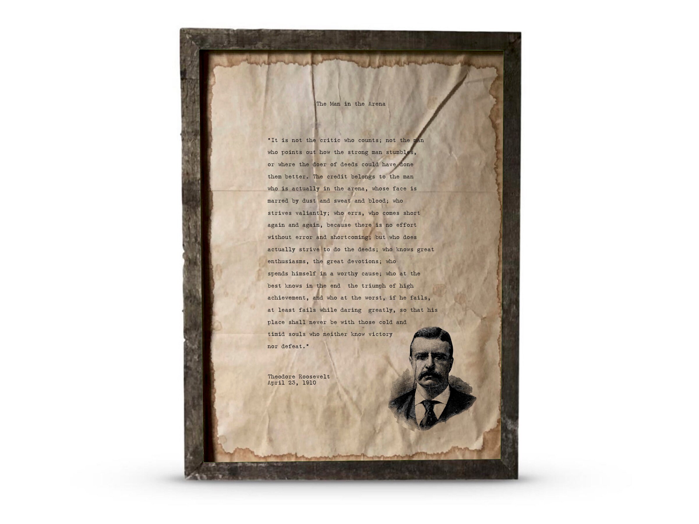 The Man in the Arena Print | Theodore “teddy” Roosevelt Image/etching ...
