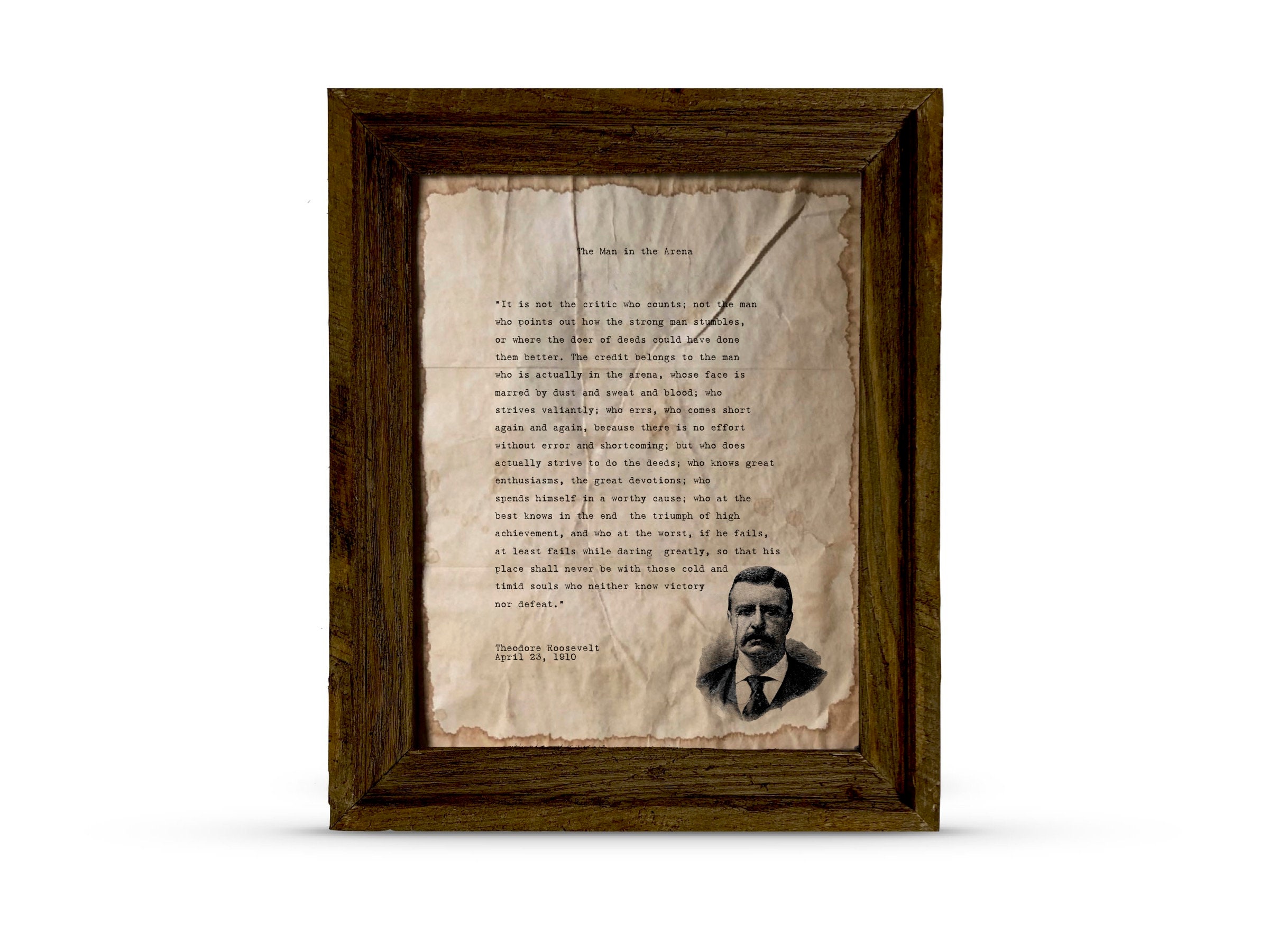 The Man in the Arena Print | Theodore “teddy” Roosevelt Image/etching ...