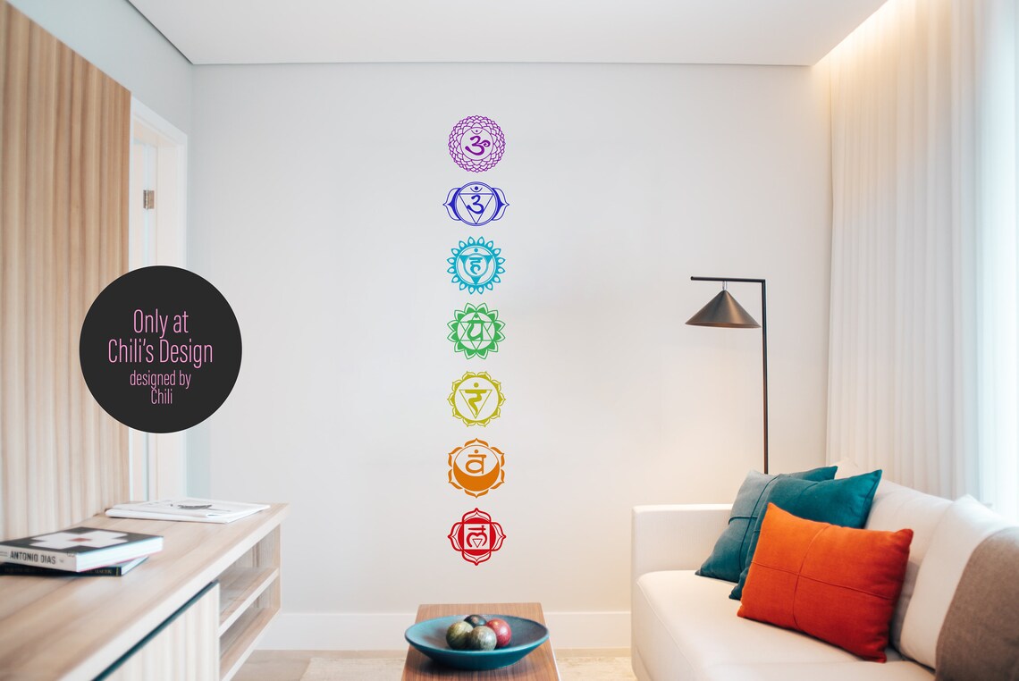 CHAKRA WALL STICKER - Spiritual Yoga Decal - Chakra Wall Decal ...