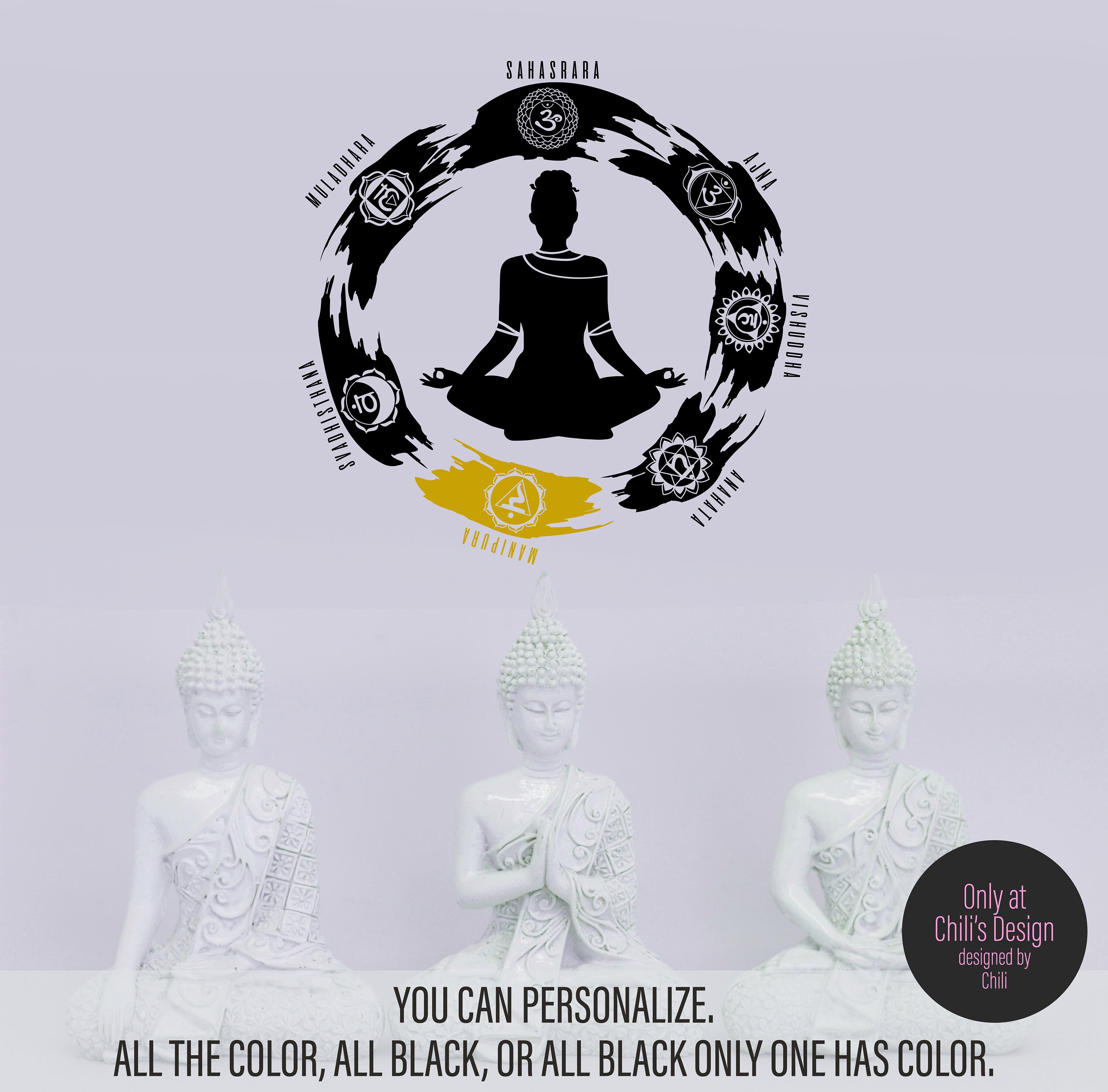 CHAKRA, Spiritual WALL DECAL for Meditation or Yoga. Customized Your ...