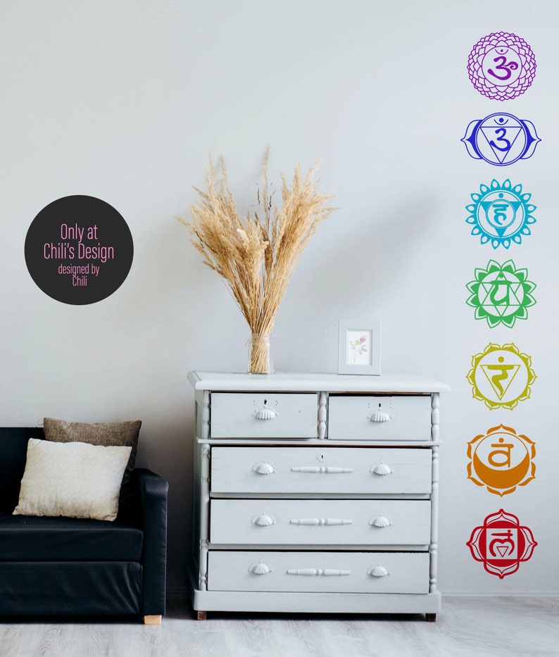 CHAKRA WALL STICKER - Spiritual Yoga Decal - Chakra Wall Decal ...