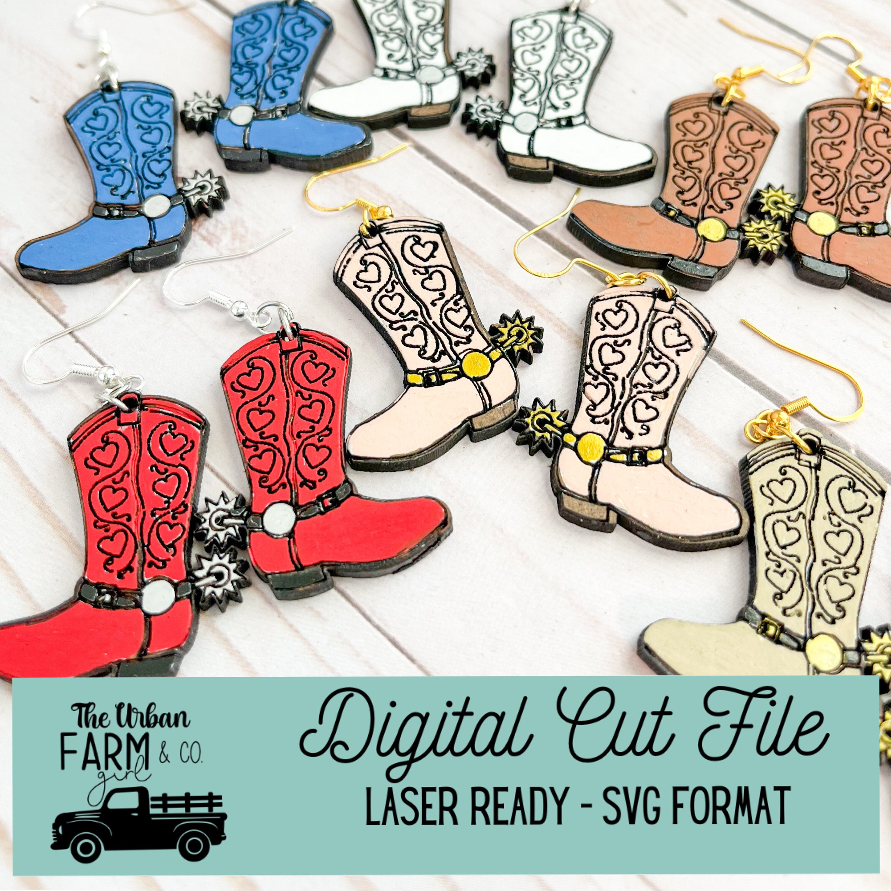 Cowboy Boot Earring SVG File - Etsy
