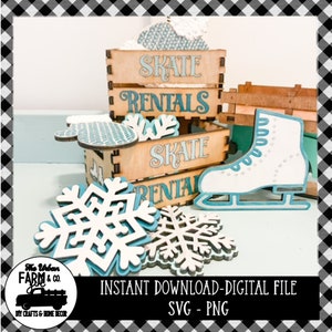 Skate Rental Crate Glowforge Laser Cut File Christmas - Etsy